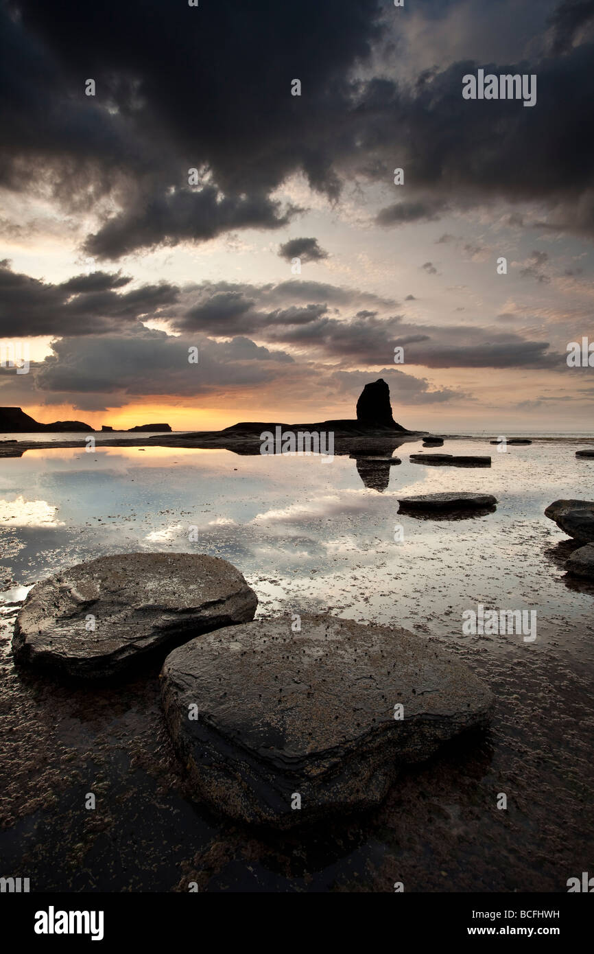 Summer Sunset at Black Nab Saltwick Bay near Whitby North Yorkshire ...