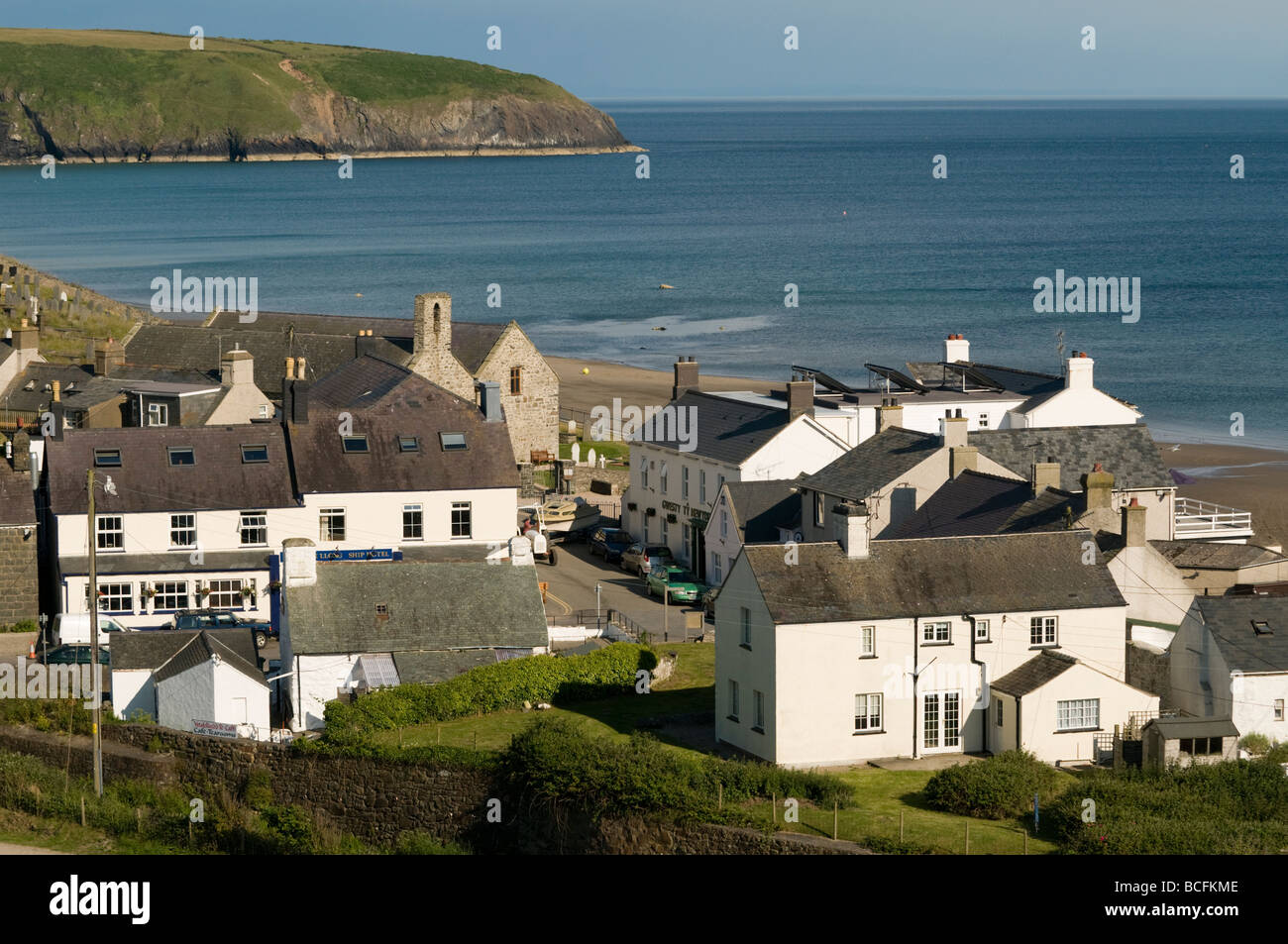 Summer evening at Aberdaron village on the coast of the Lleyn Peninsula ...
