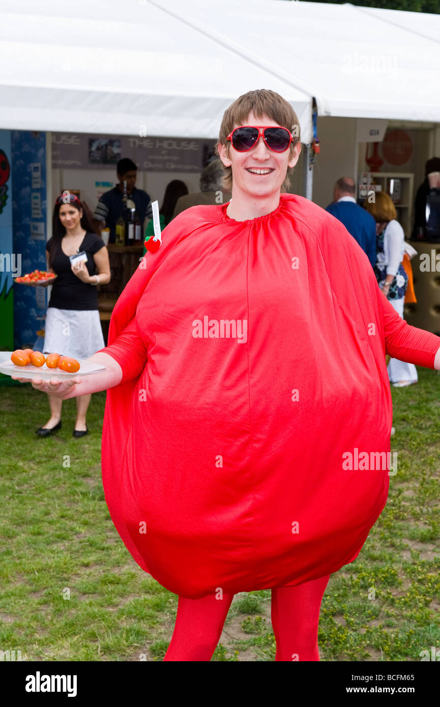 Taste of London , young boy dressed as Mr Tomato Man hands out British ...