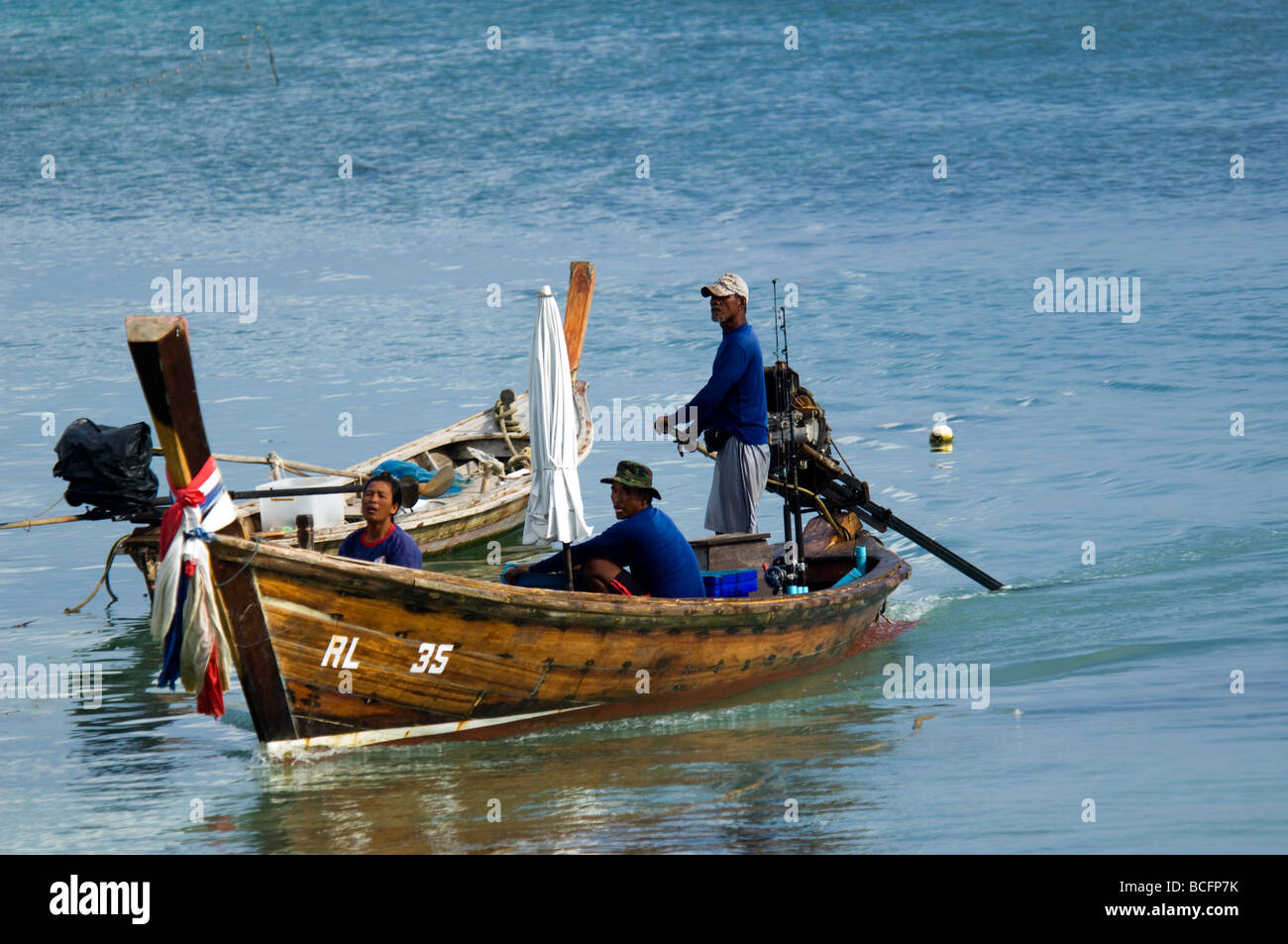 Fishermen is coming back home from fishing Rawai village Phuket ...