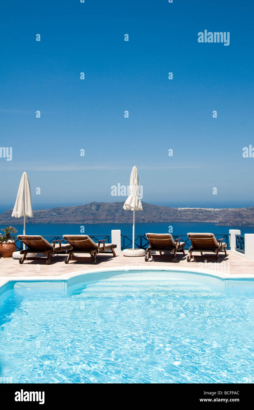 santorini pool swimming swimming pool view caldera volcanic greek ...