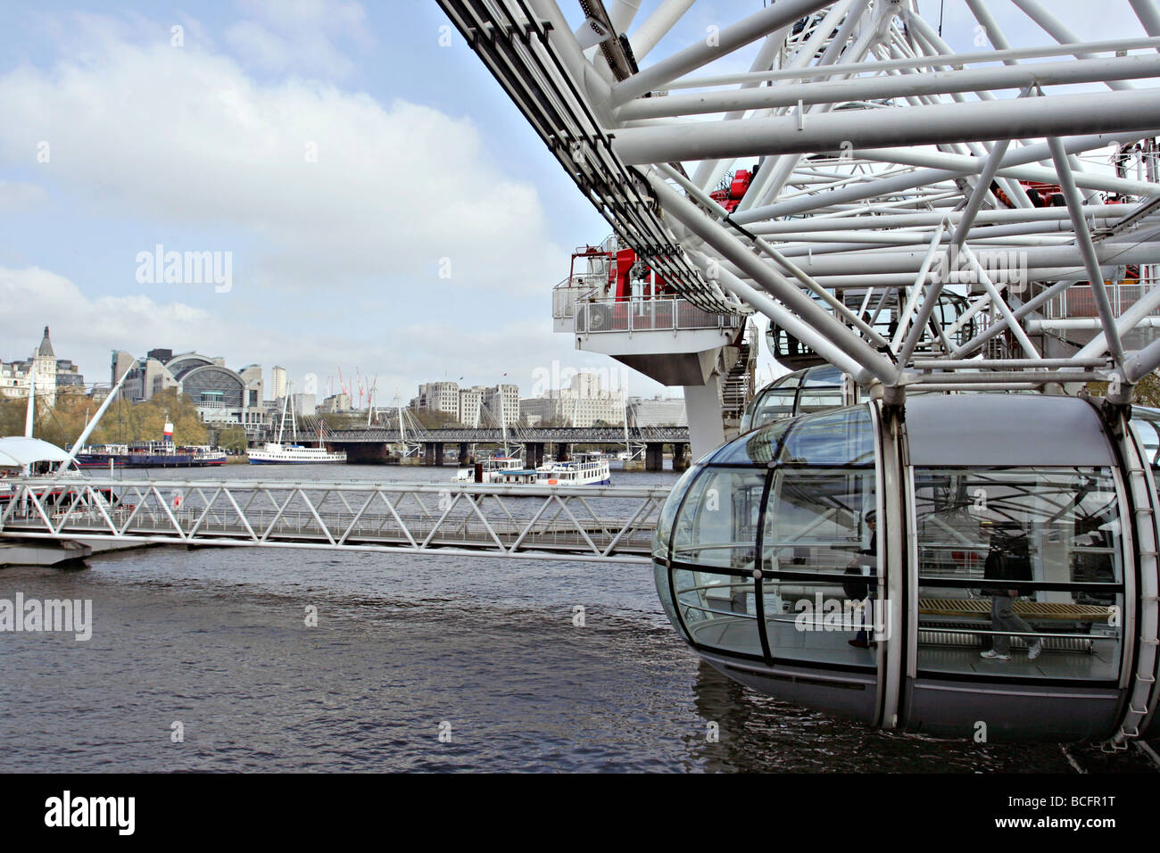 London Eye capsule at its lowest point Stock Photo - Alamy