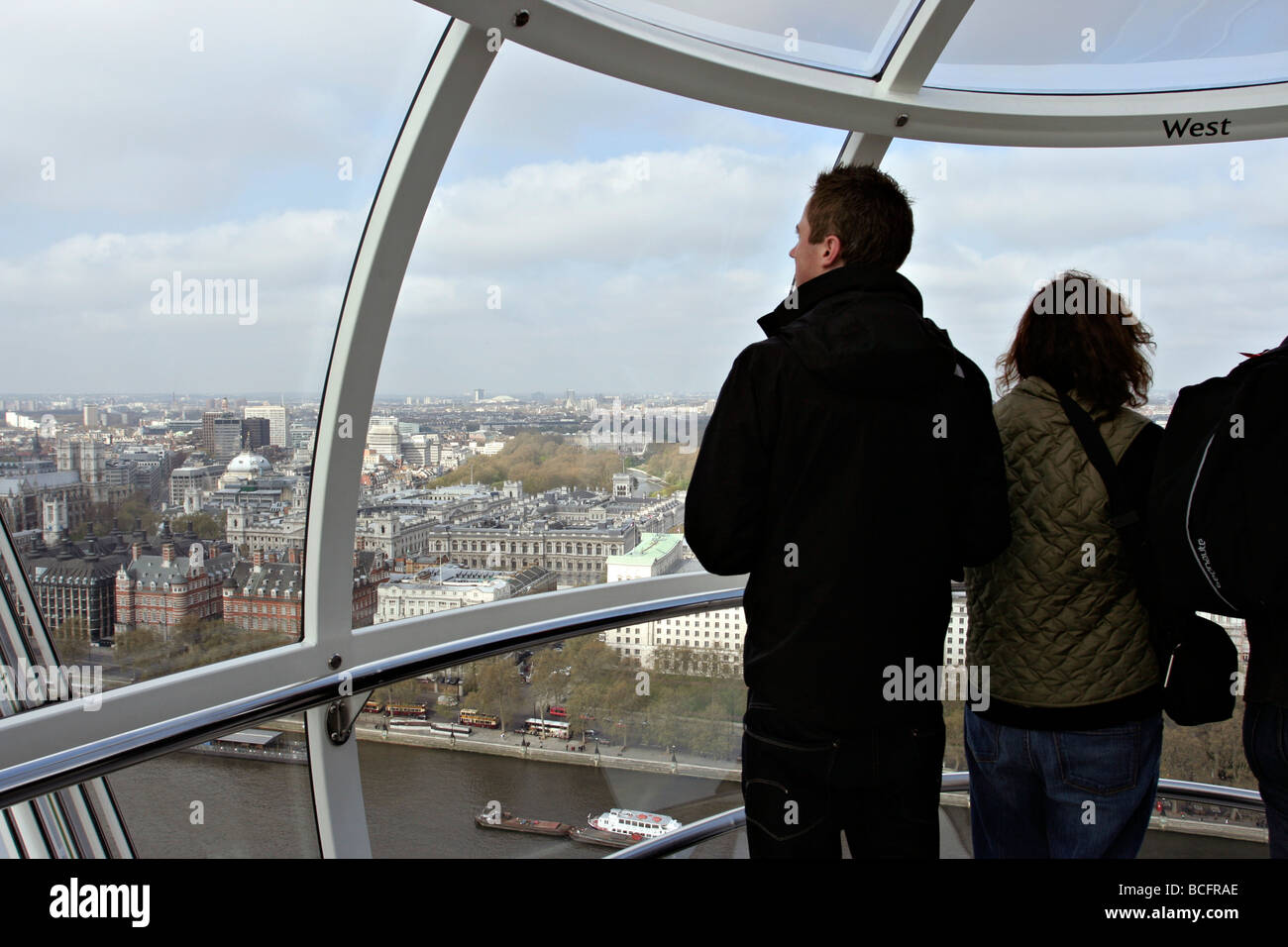Tourists inside the capsule of London Eye Stock Photo - Alamy
