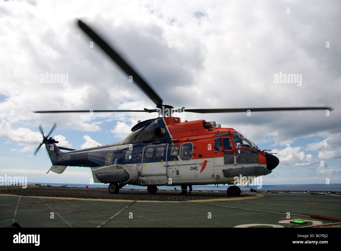 A Super Puma Helicopter operating in the North Sea Stock Photo - Alamy
