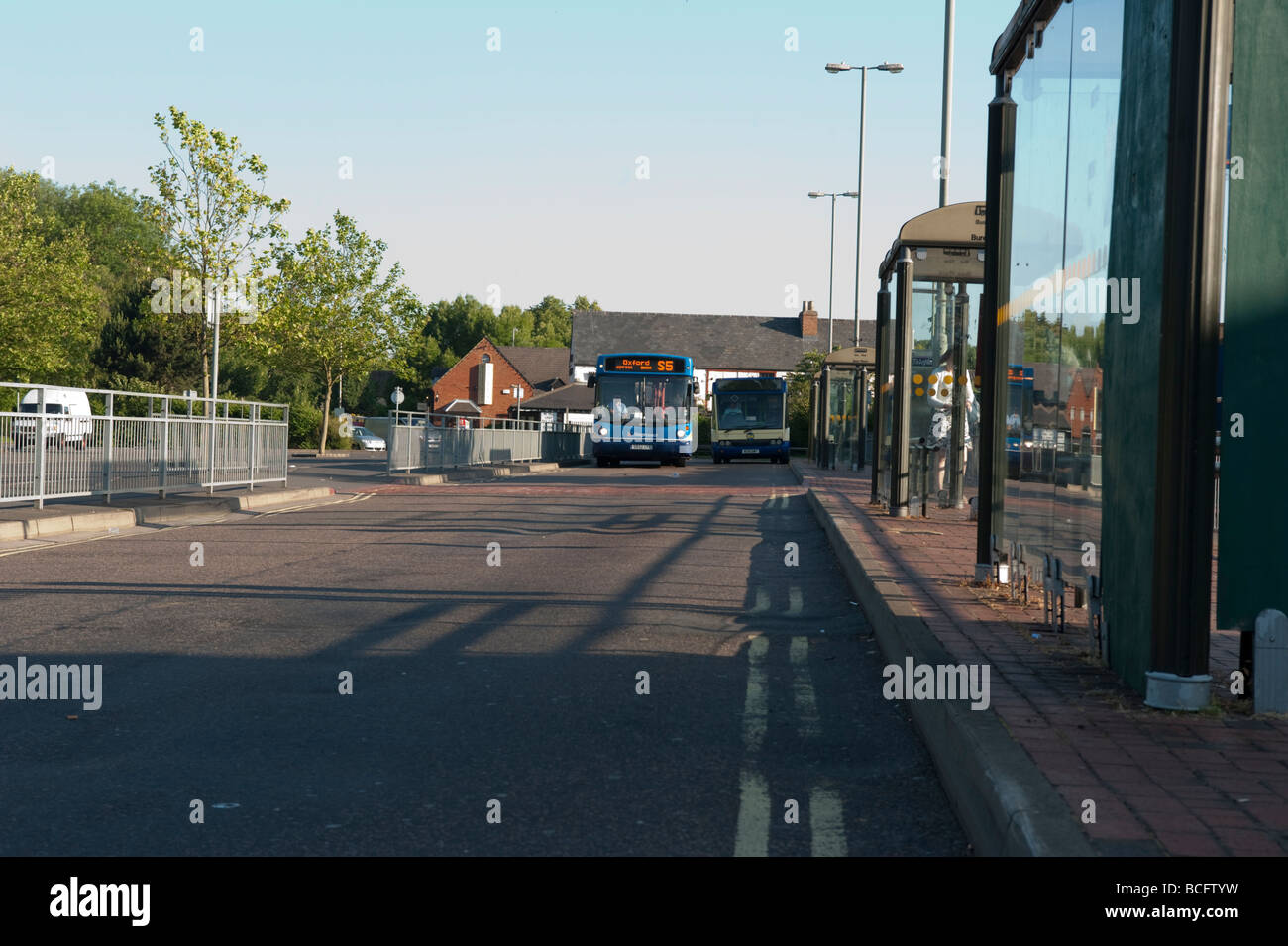 Bus arriving at Bicester Stock Photo - Alamy