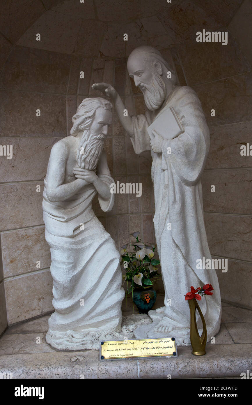 Religious statue in an alcove, St. Ananias Chapel, Damascus, Syria ...