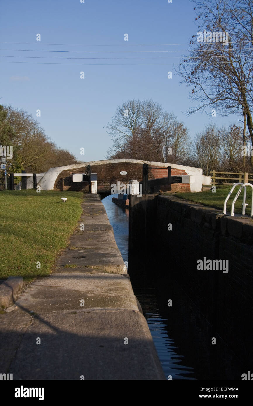 Canal lock and bridge located at Fradley Junction near Alrewas ...