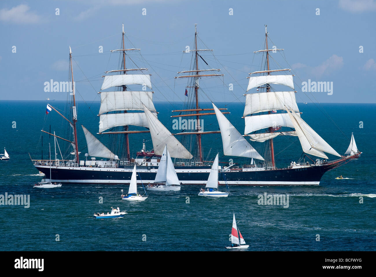 Russian ship Sedov during the beginning of Tall Ships Races 2009, in ...