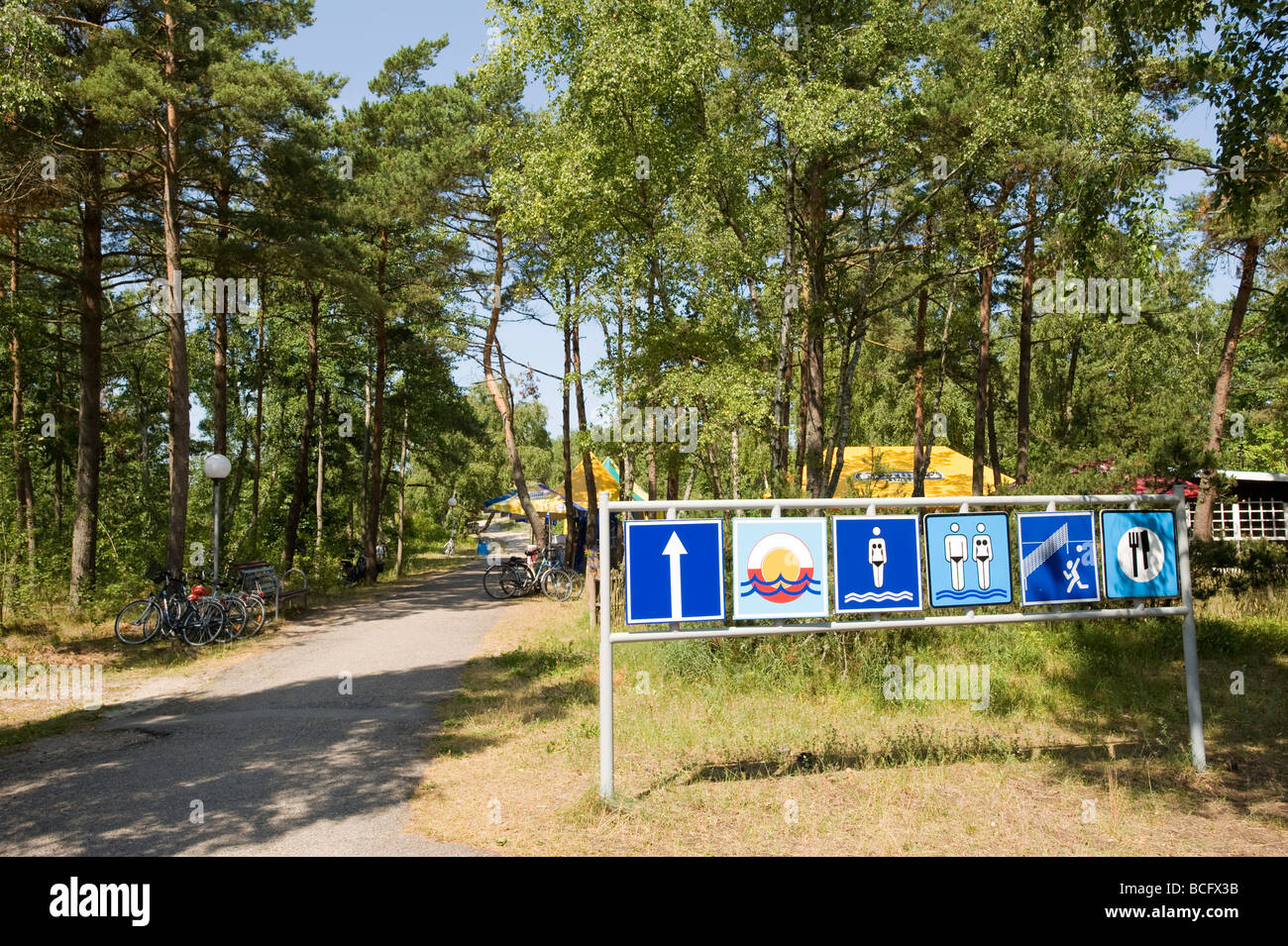 Signs for beach Nida village Neringa Lithuania Stock Photo - Alamy