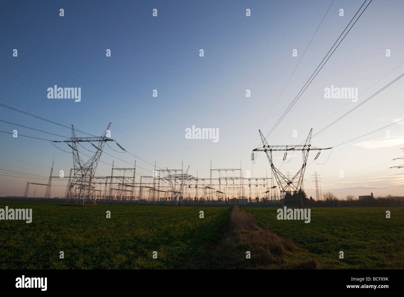 Electricity Power Line. Poland, UE Stock Photo - Alamy