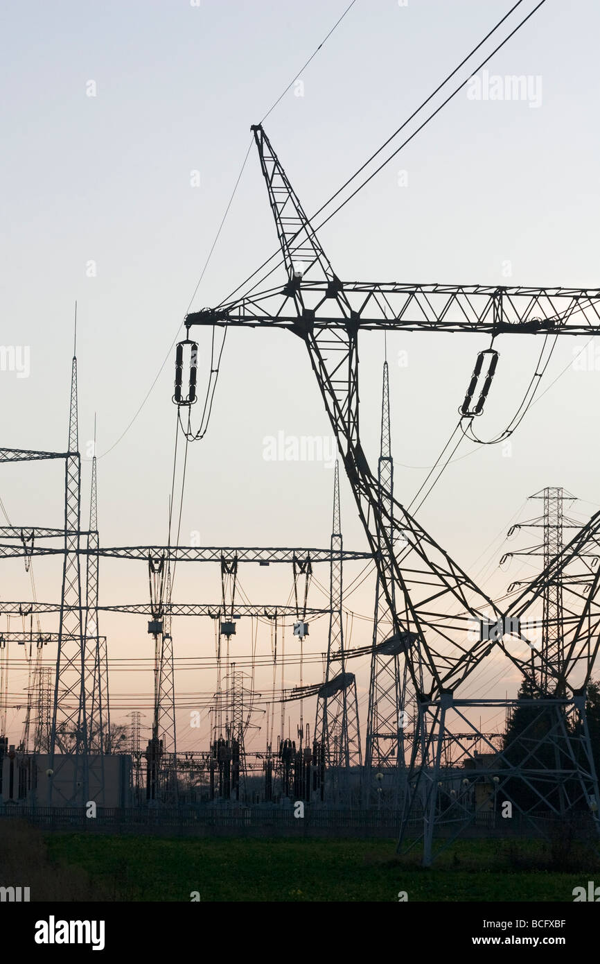 Electricity Power Line. Poland, UE Stock Photo - Alamy