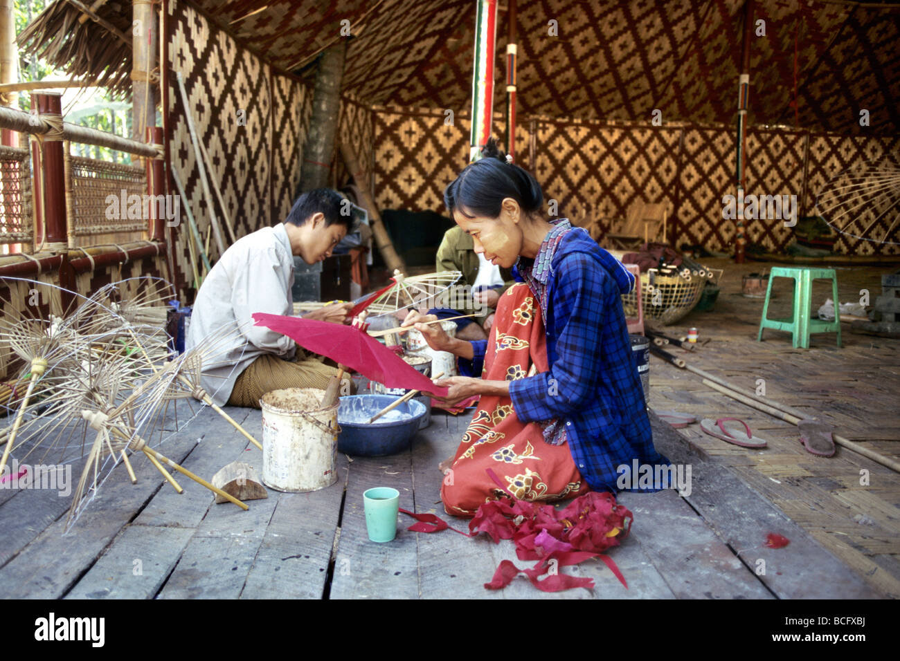 myanmar pathein umbrellas Stock Photo - Alamy