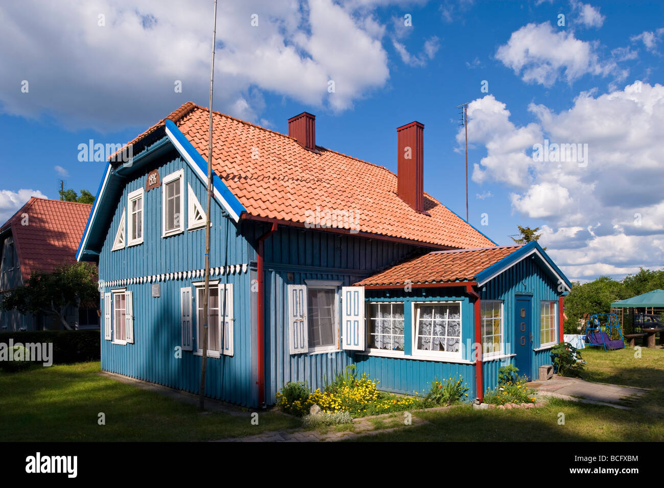 Traditional architecture in a village on Neringa Lithuania Stock Photo ...