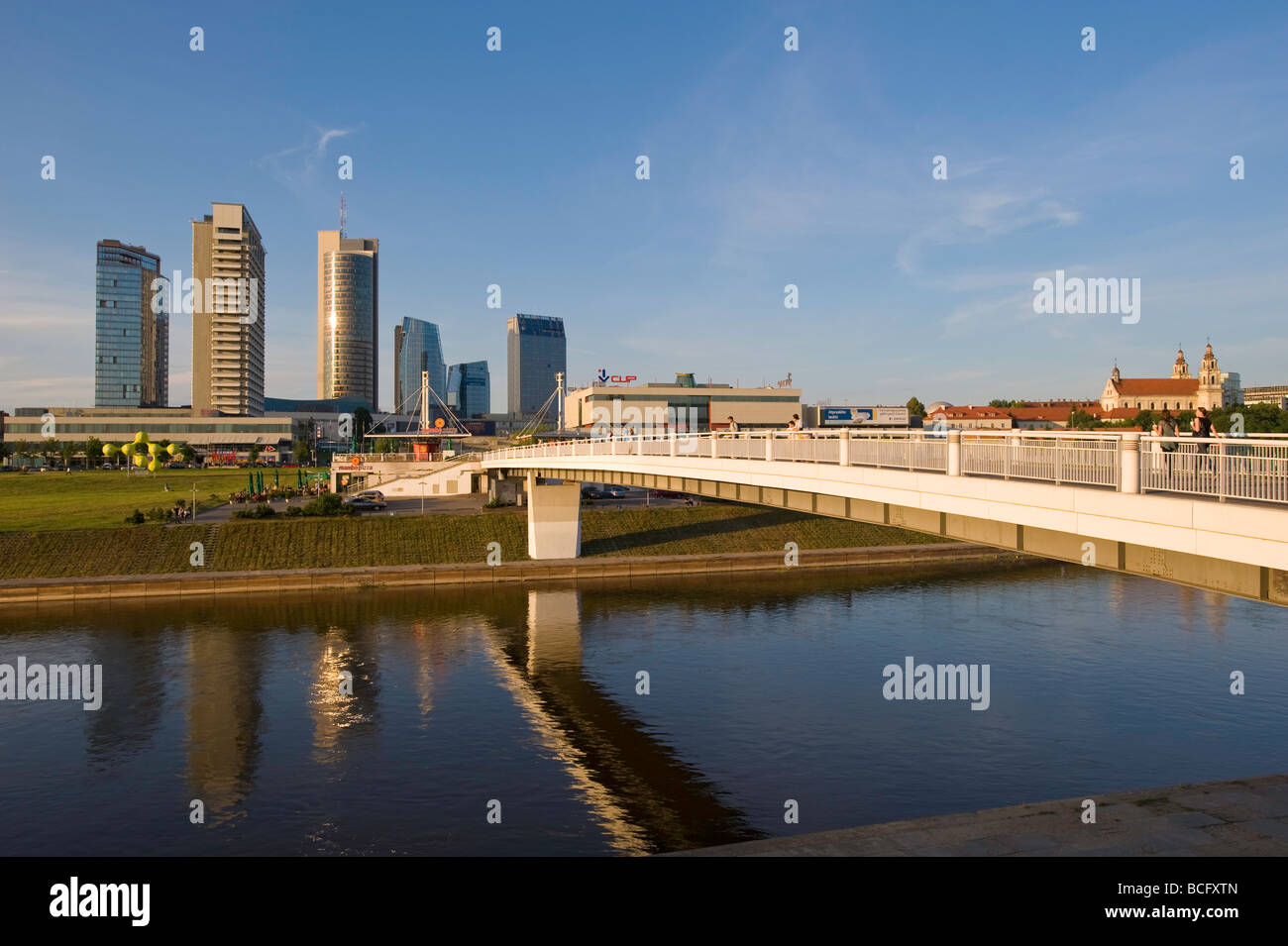 Neris River and modern skyline Vilnius Lithuania Stock Photo - Alamy