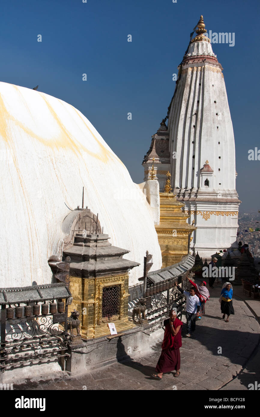 Spinning prayer wheels buddhist stupa hi-res stock photography and ...