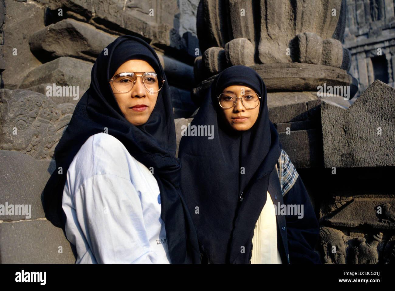 java indonesia Islamic women in the Prambanan Temple Stock Photo - Alamy