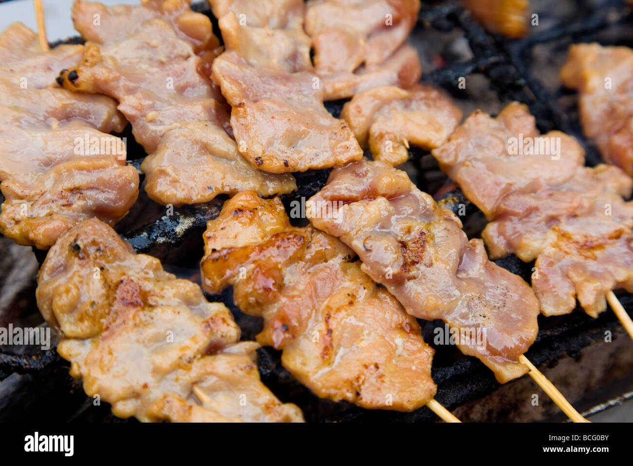 Grilled meat street snack Bangkok Thailand Stock Photo - Alamy