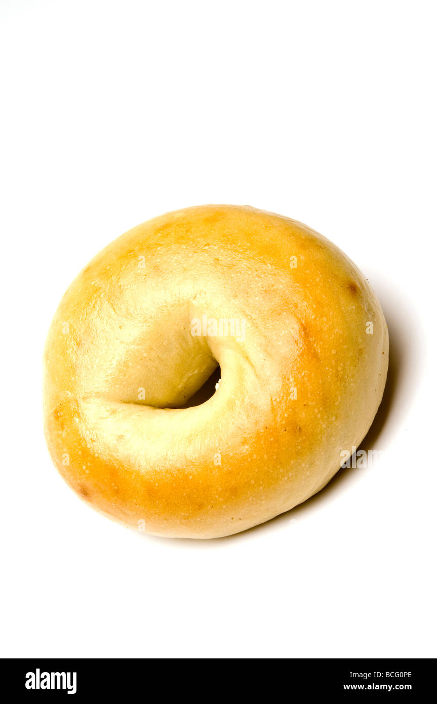 one fresh cooked plain bagel isolated on white background Stock Photo ...
