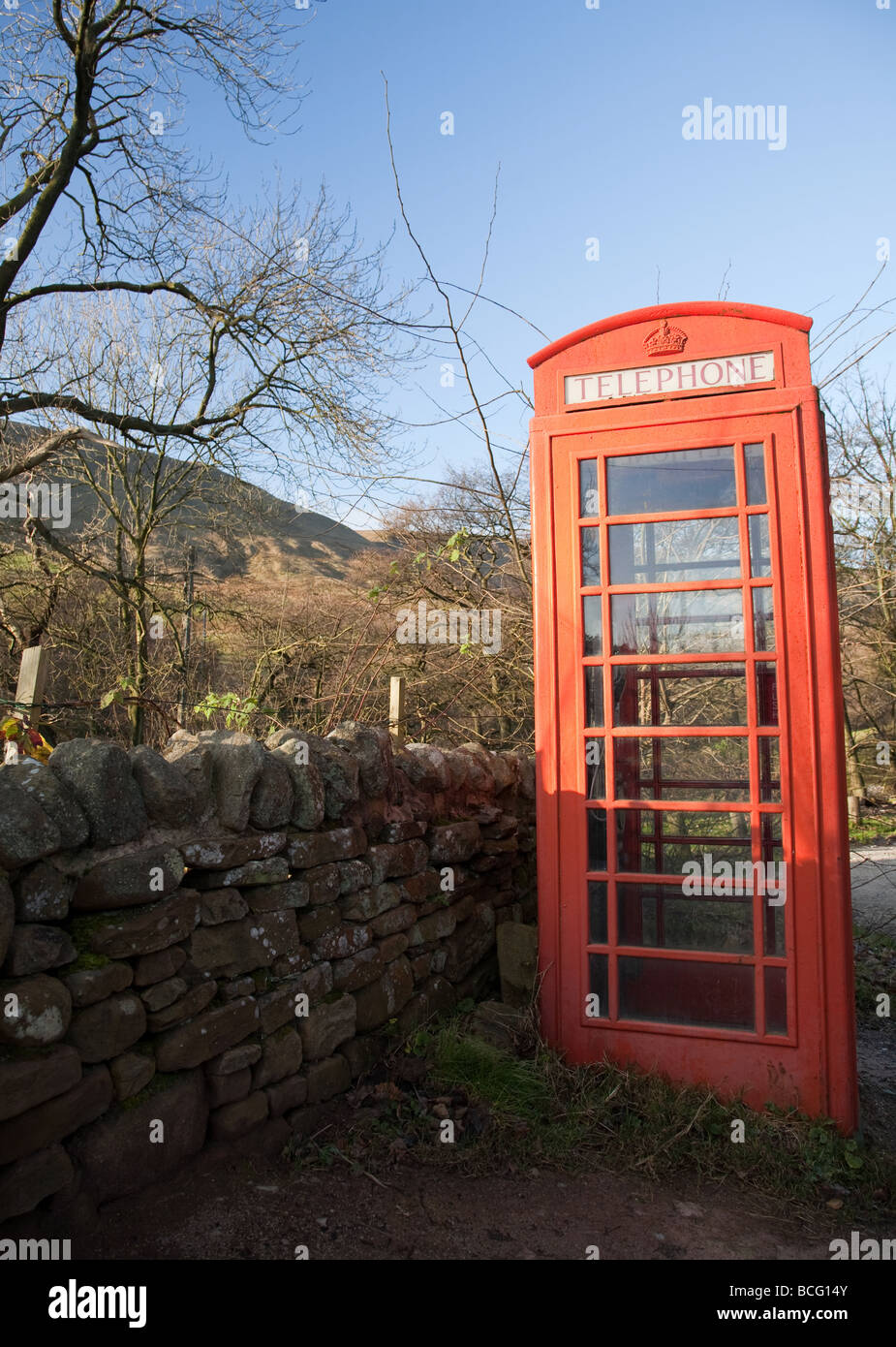 Old telephone box, Upper Booth, Edale and Kinder Scout in the ...