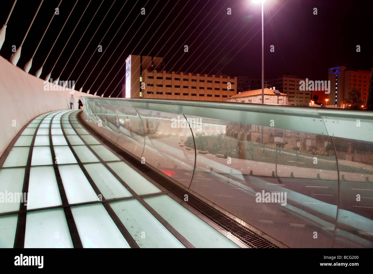 Jerusalem,Israel. The sidewalk of Chords bridge, designed by famous ...