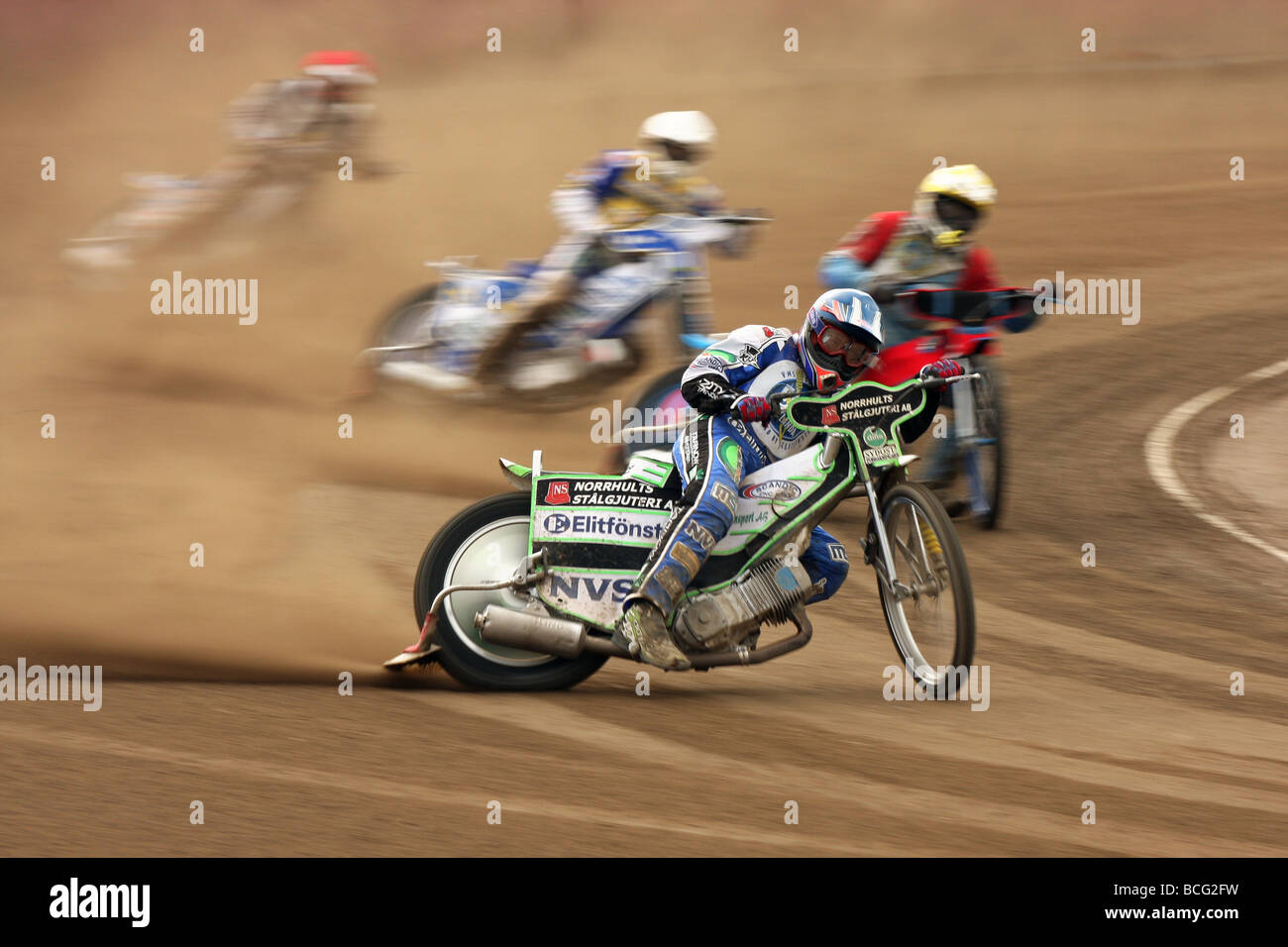 Speedway racing at Svansta race track in Nyköping, Sweden Stock Photo ...