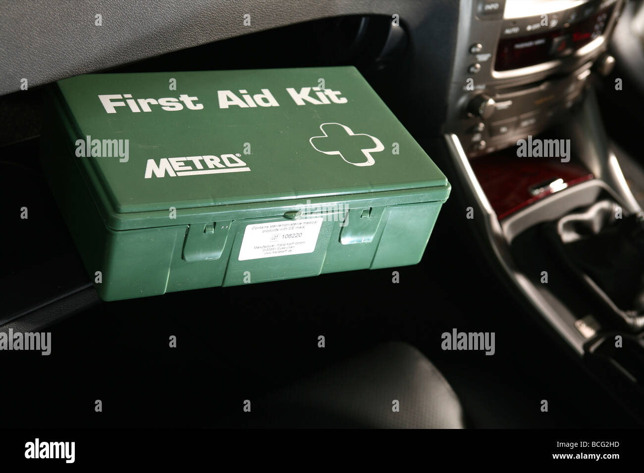 First Aid Kit in a car glovebox Stock Photo - Alamy
