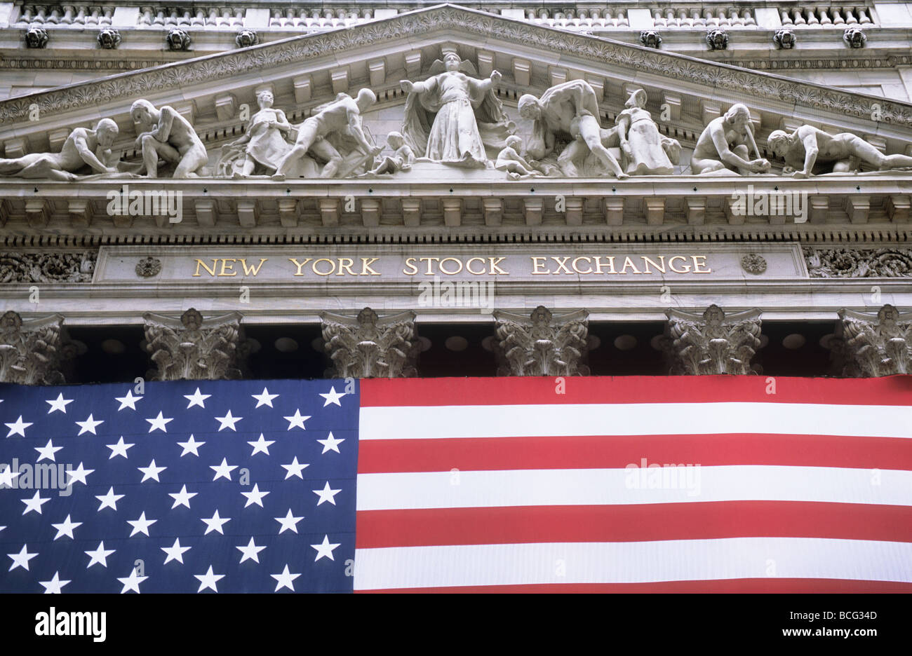 New York Stock Exchange Building New York City, Closeup of frieze ...