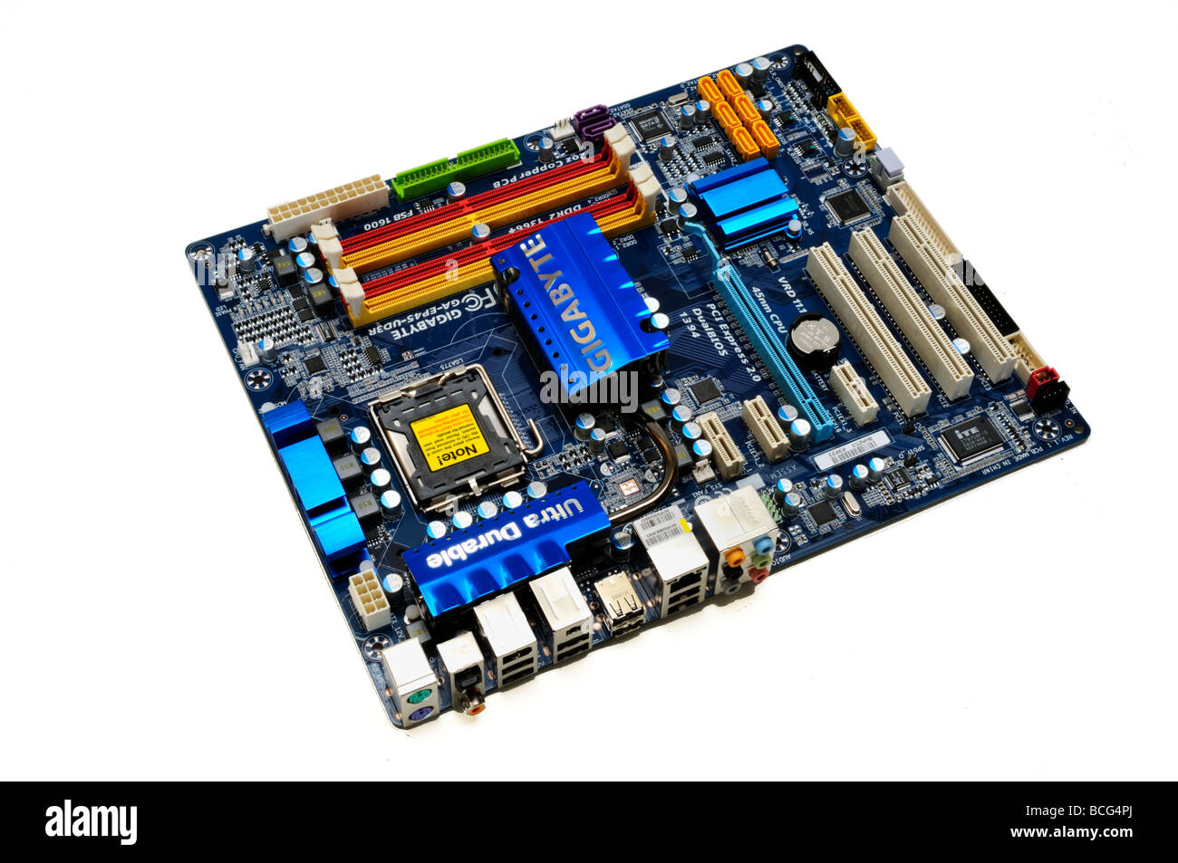 Computer motherboard on white background Stock Photo - Alamy