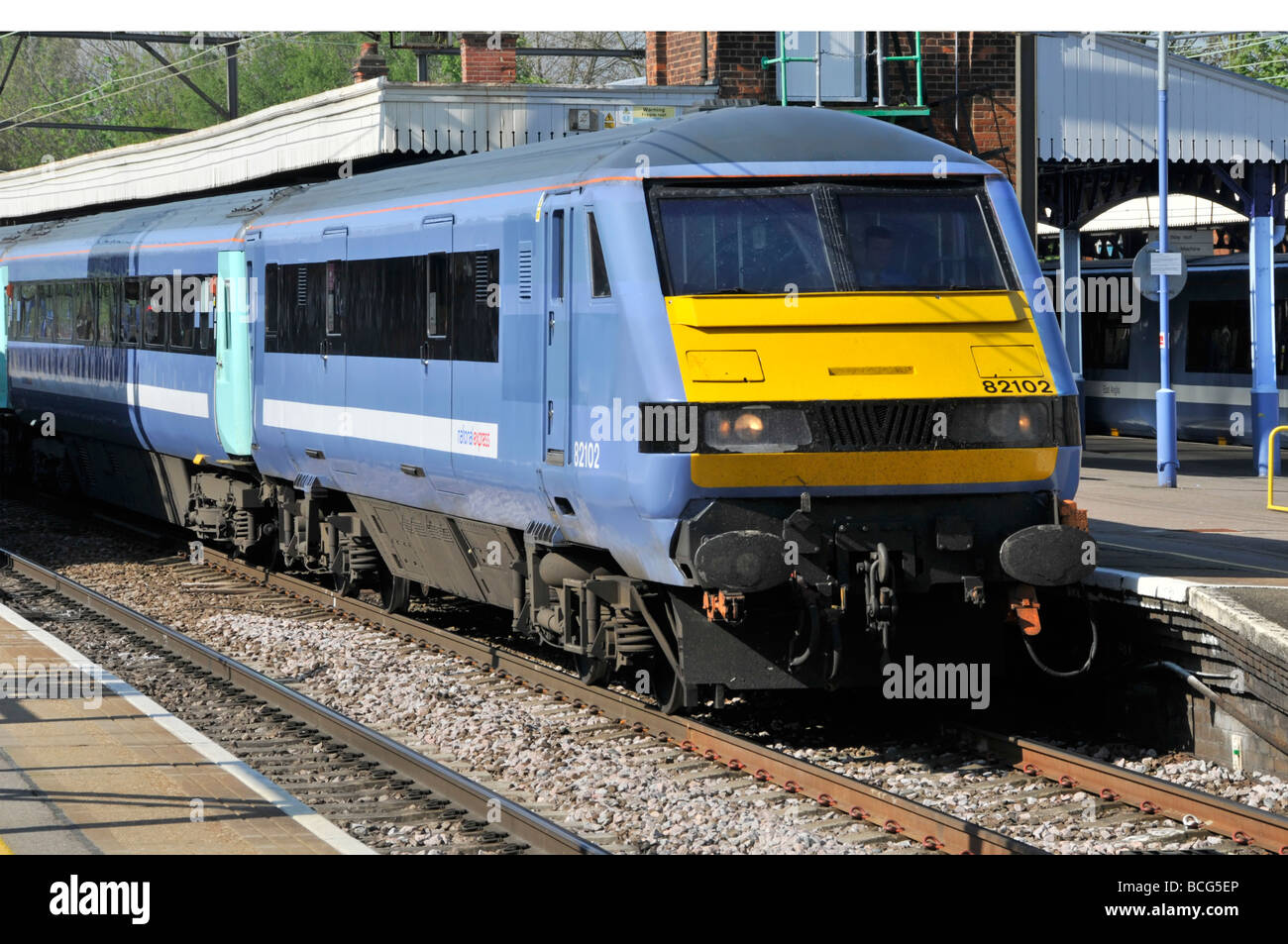 National Express train station trains uk driver Stock Photo - Alamy
