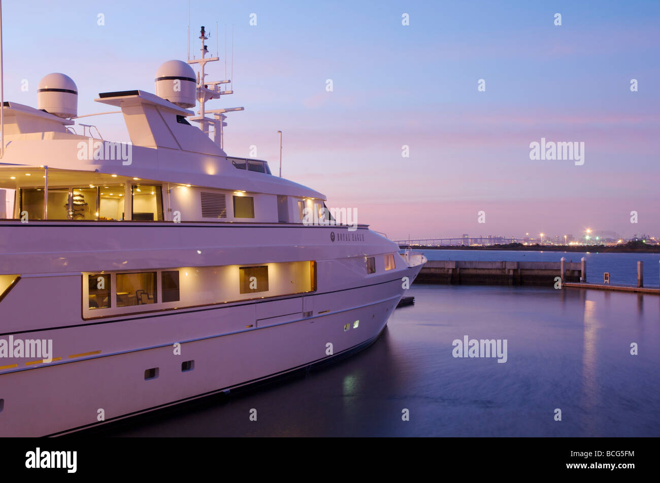 A large luxury yacht in the port of San Diego California Stock Photo ...