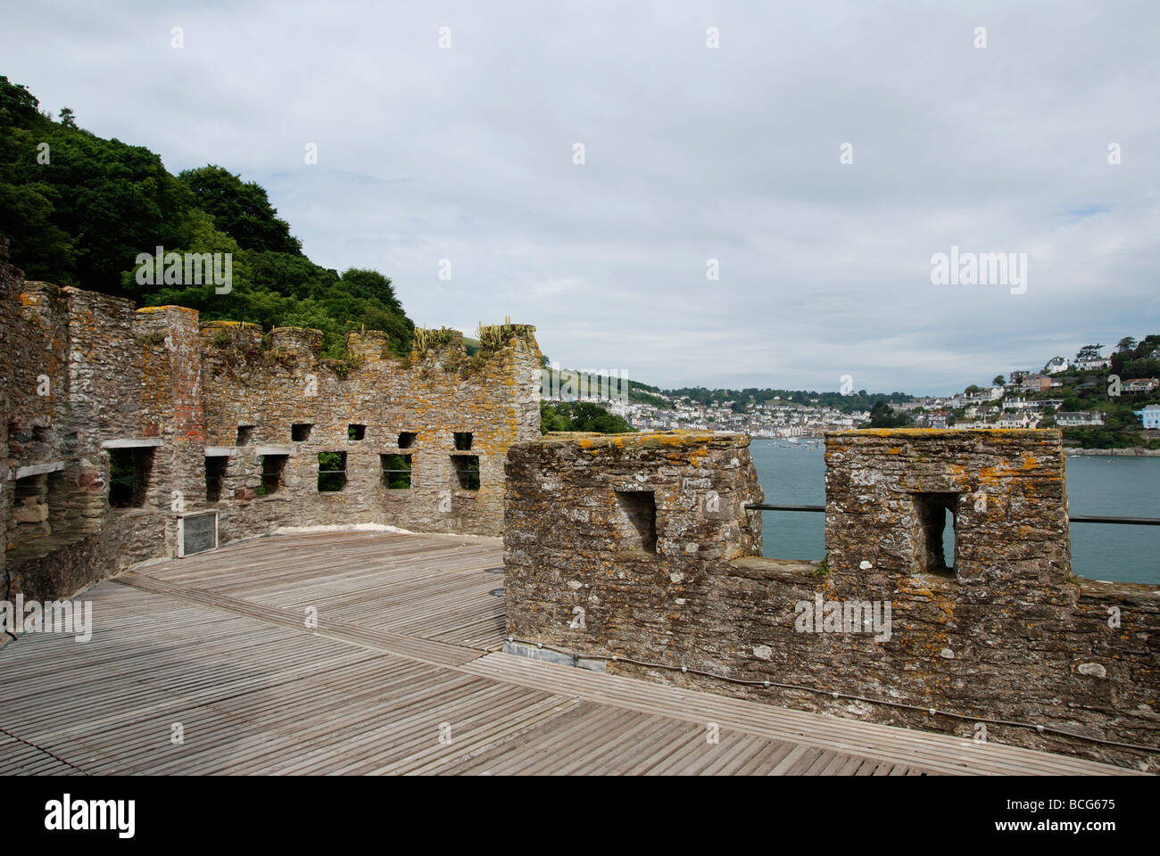 looking over the "river dart" from inside dartmouth castle,devon,uk ...