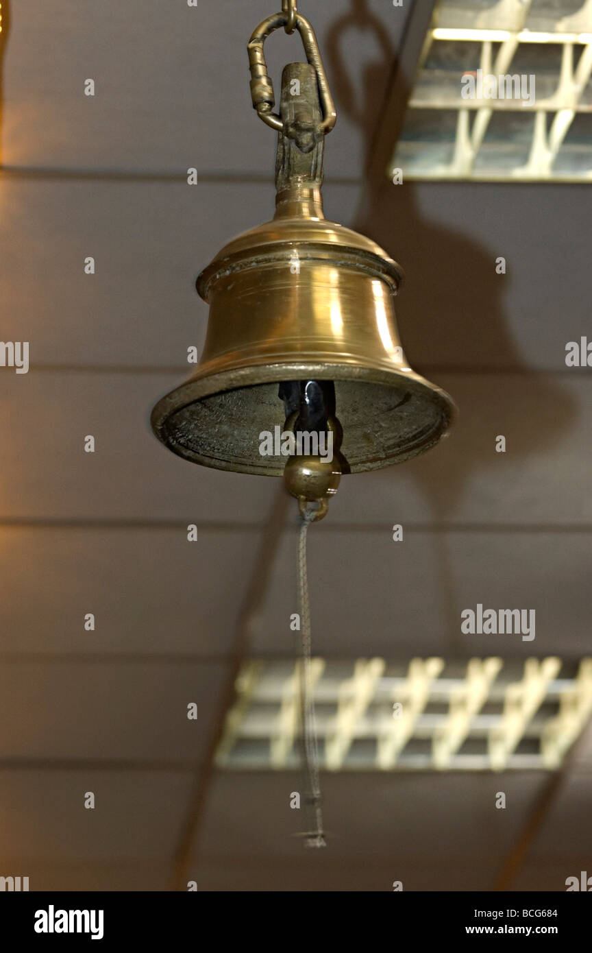 a bell at a Hindu temple which is rung at various parts during Hindu ...