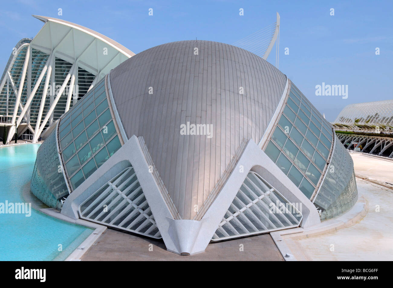 L'Hemisferic designed by Santiago Calatrava belongs to the City of Arts ...