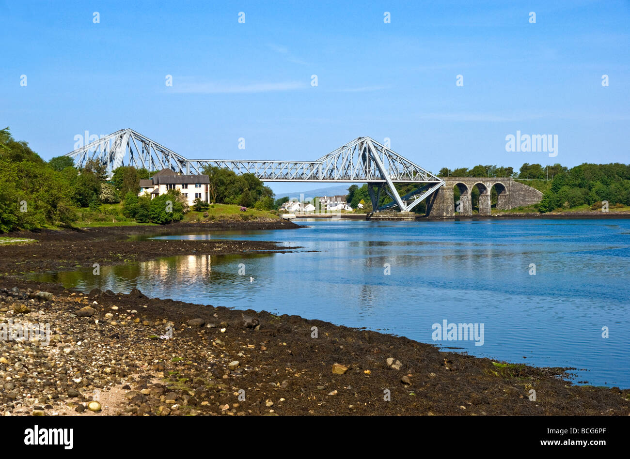 Connel Bridge and Loch Etive at the Falls of Lora near Oban in Scotland ...
