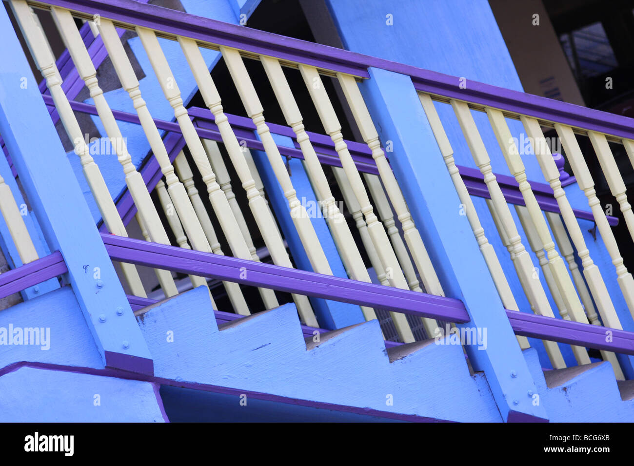 Blue stair rails hi-res stock photography and images - Alamy