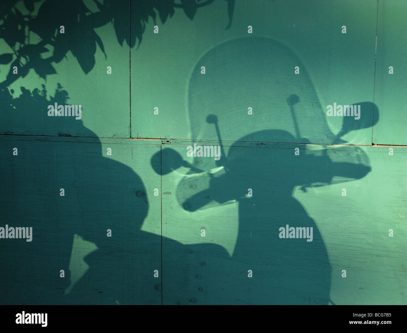 one motorbike scooter shadow on street road Stock Photo - Alamy