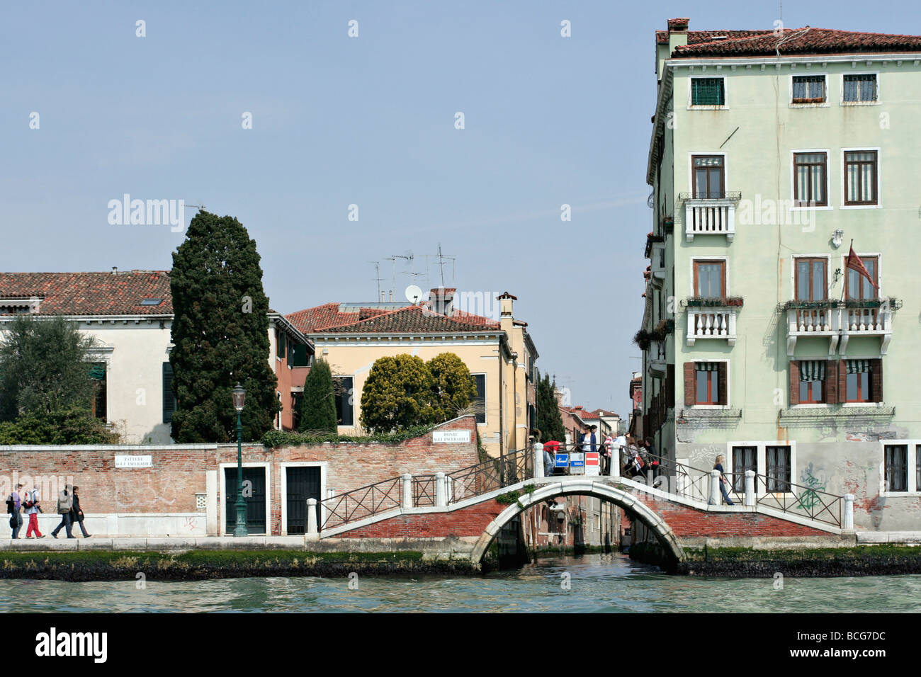 Buildings and bridge along the waterfront in Venice Stock Photo - Alamy
