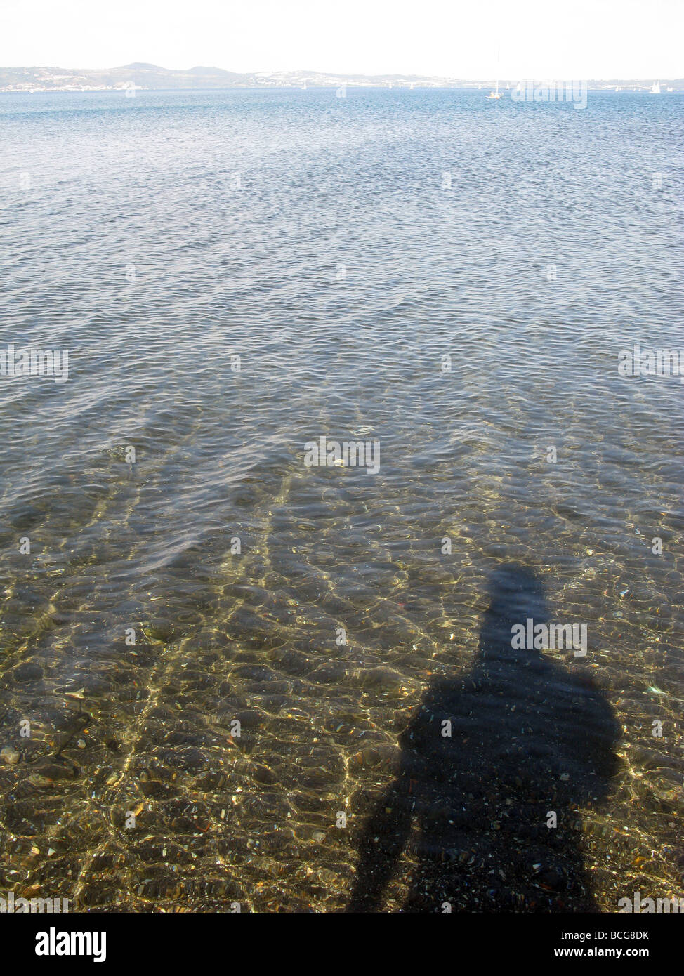 person's shadow in lake water surface Stock Photo - Alamy