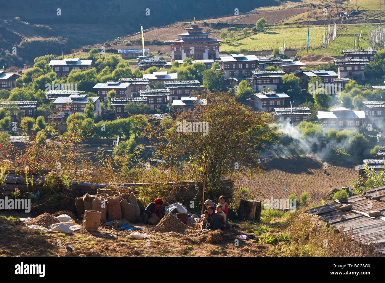 View of village Ura Village Ura valley Bumthang Bhutan Stock Photo - Alamy