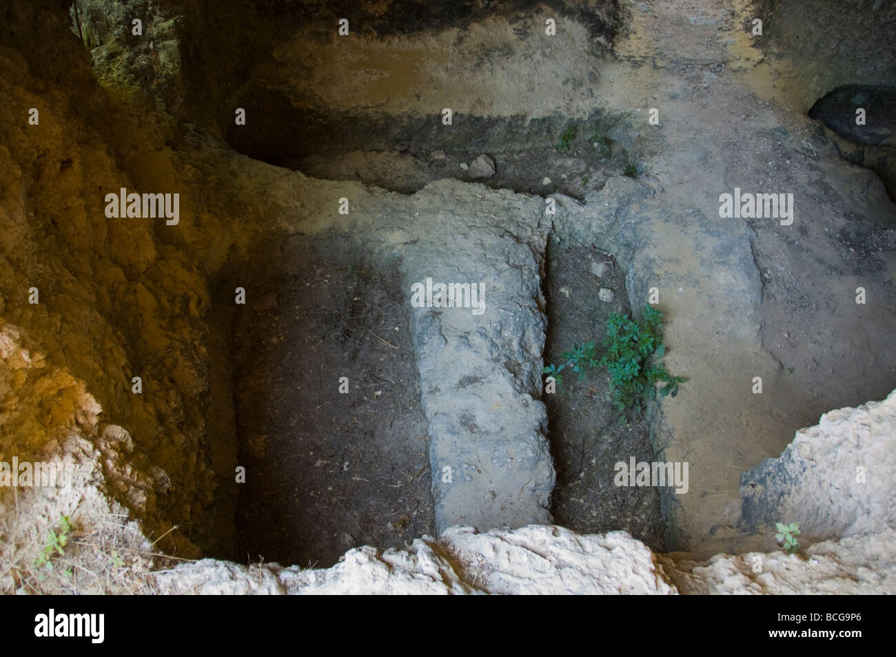 Graves in Mycenaean Cemetery carved from solid rock around 1500BC at ...