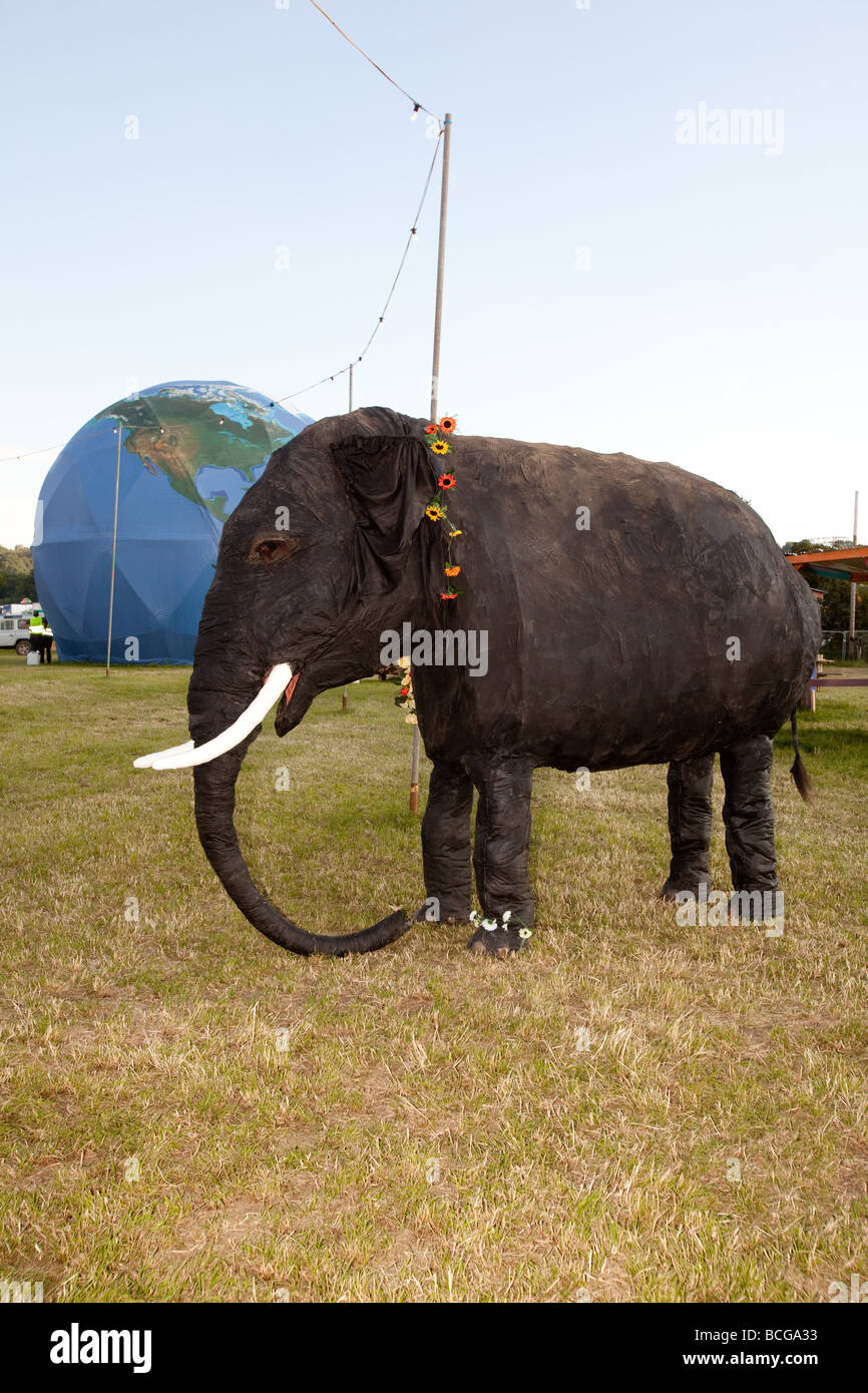 Elephant backstage at the Glastonbury Festival 2009 Stock Photo - Alamy