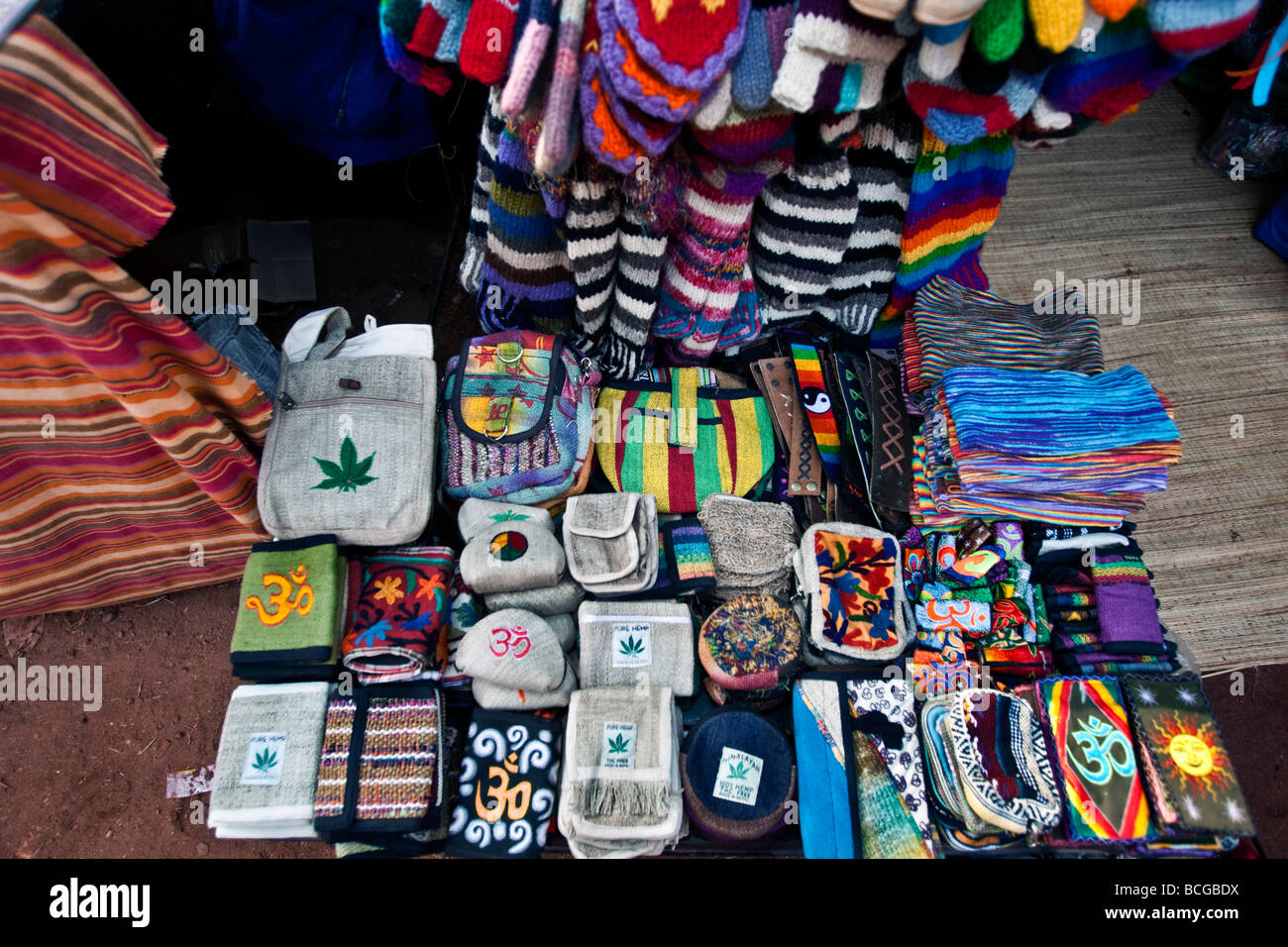Anjuna weekly hippy flea market Goa India Stock Photo - Alamy