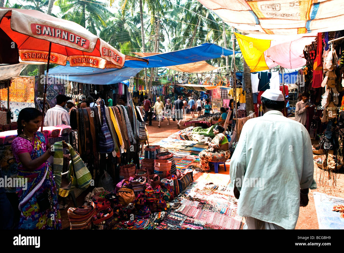 Anjuna weekly hippy flea market Goa India Stock Photo - Alamy