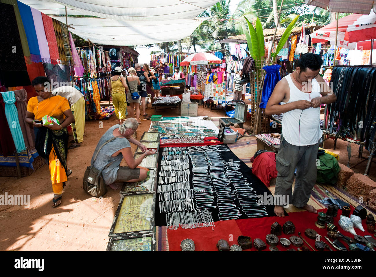 Anjuna weekly hippy flea market Goa India Stock Photo - Alamy