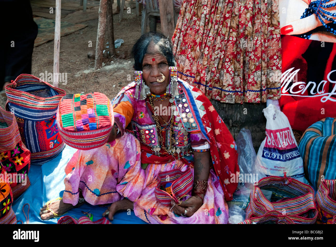 Anjuna weekly hippy flea market Goa India Stock Photo - Alamy