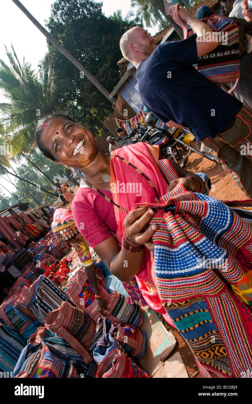 Anjuna weekly hippy flea market Goa India Stock Photo - Alamy