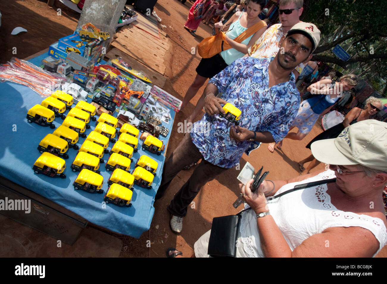 Anjuna weekly hippy flea market Goa India Stock Photo - Alamy