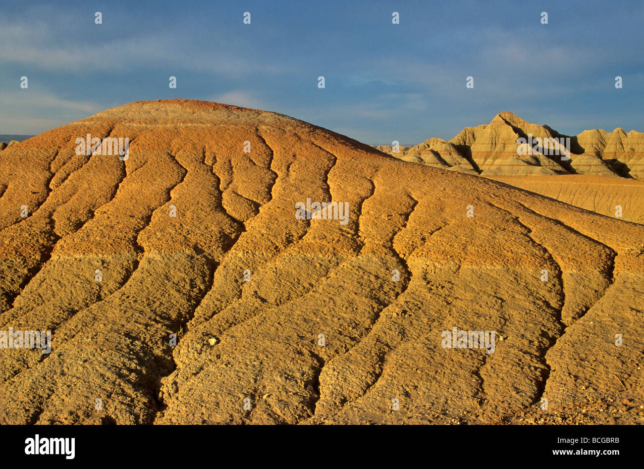 Soft sediments of the Badlands eroded by running water at Badlands ...
