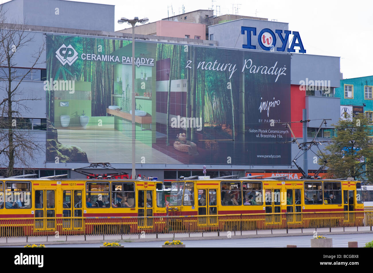 Advertising billboards in town centre Lodz Poland Stock Photo - Alamy