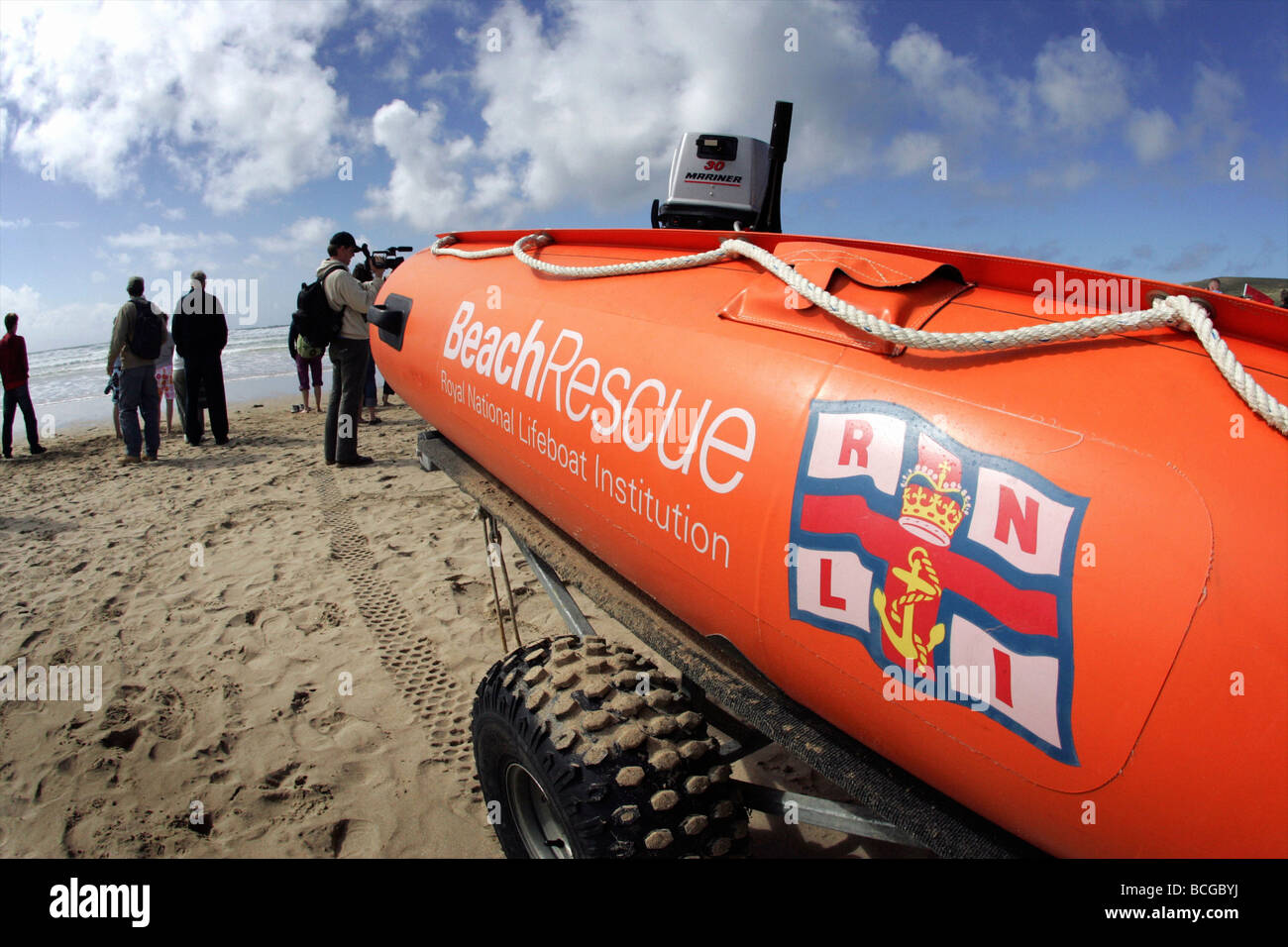 RNLI Lifeboats Beach Rescue inflatable inshore boat Stock Photo - Alamy